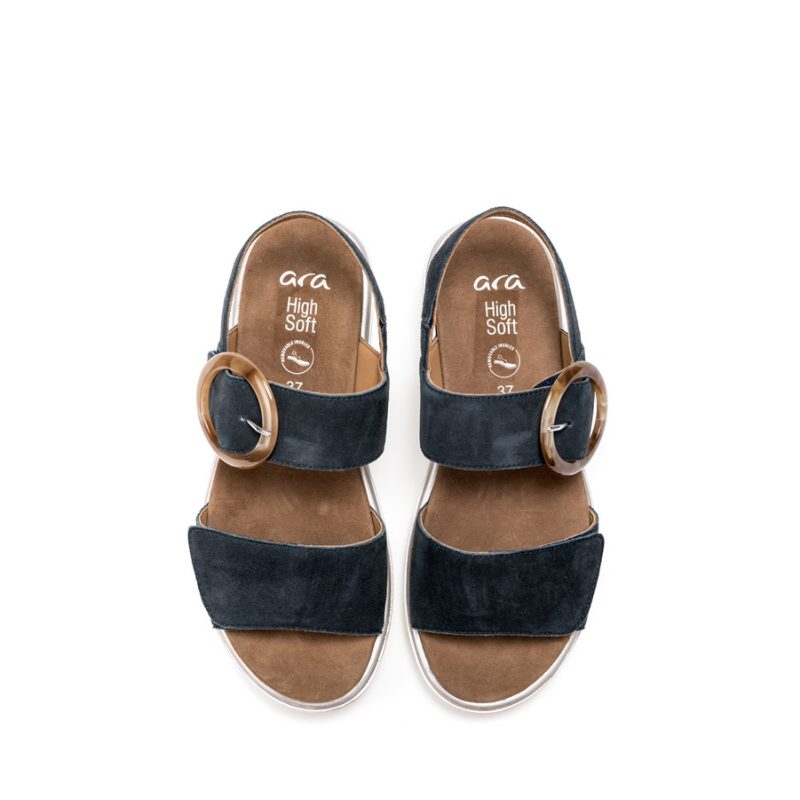 Ženske kožne sandale Ara-12-33505.02G plave ravne - Creator obuća ...