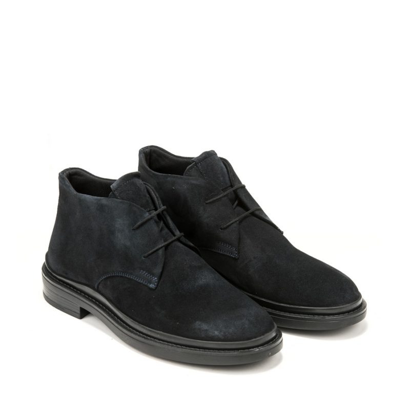 Muške kožne duboke cipele BAGCINI-BY522 plave ravne - Creator obuća ...